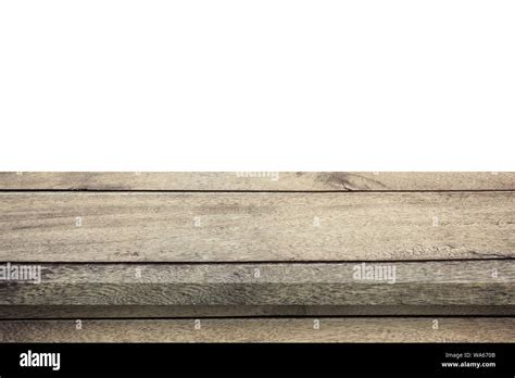 Empty Wood Table On Isolate White Background And Display Montage With