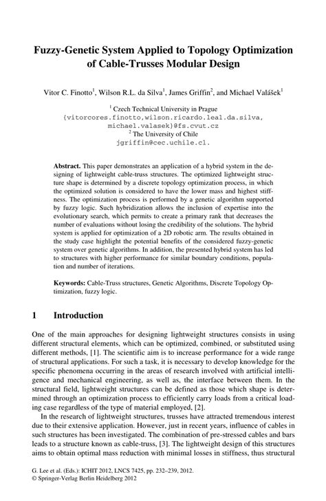 Pdf Fuzzy Genetic System Applied To Topology Optimization Of Cable