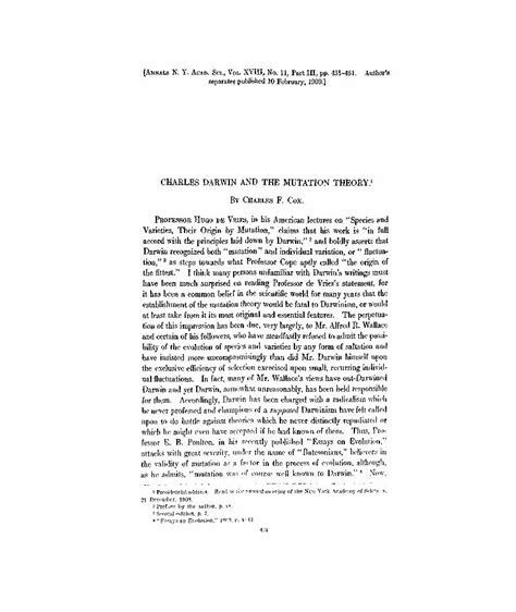 Pdf Charles Darwin And The Mutation Theory Dokumen Tips