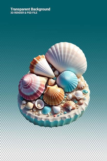 Premium Psd A Round Shell With Shells And Shells On It