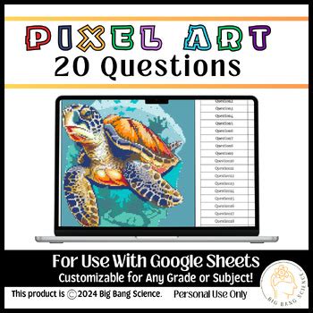 Digital Google Sheets Pixel Art Template Questions Customizable