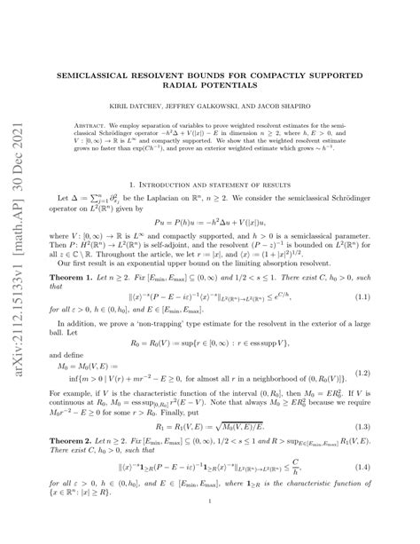 Pdf Semiclassical Resolvent Bounds For Compactly Supported Radial