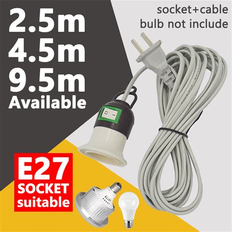 E27 Lamp Bulb Holder With Switch Cord Flexible Extension Led Light Bulb Lamp Equipped With Tri