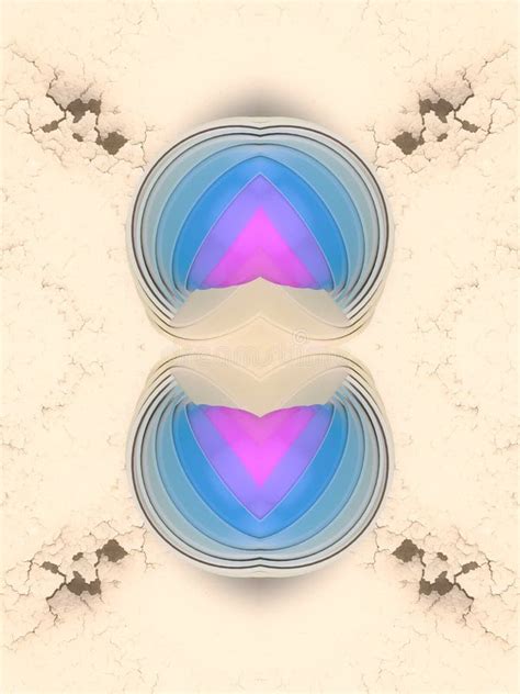 Abstract Symmetrical Composition Of Geometric Shapes In Neon Color 3d Rendering Digital