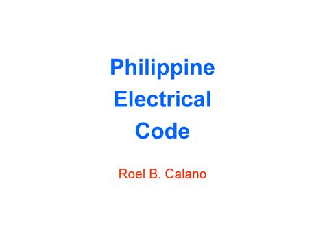 Philippine Electrical Code For Rme Philippine Electrical Code Roel B