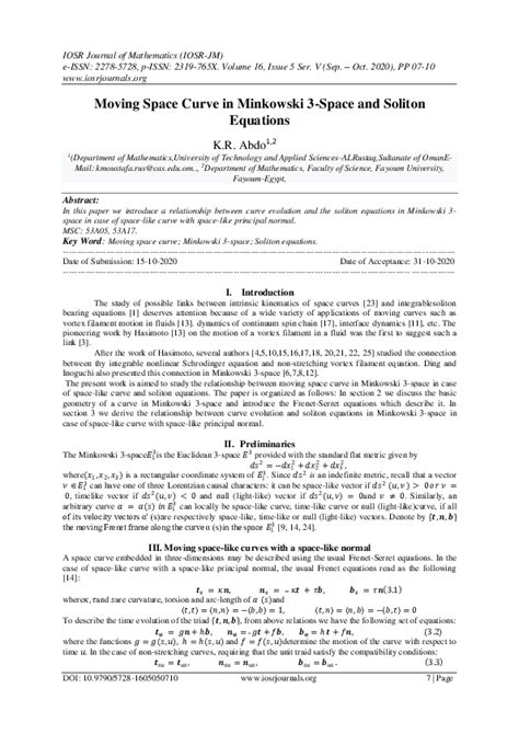 Pdf Moving Space Curve In Minkowski 3 Space And Soliton Equations