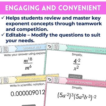Exponents And Scientific Notation PowerPoint Review Game By Lindsay Perro
