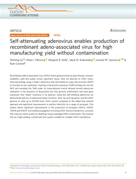 Pdf Self Attenuating Adenovirus Enables Production Of Recombinant