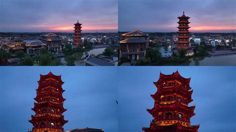 濮阳濮水小镇夜景视频素材下载