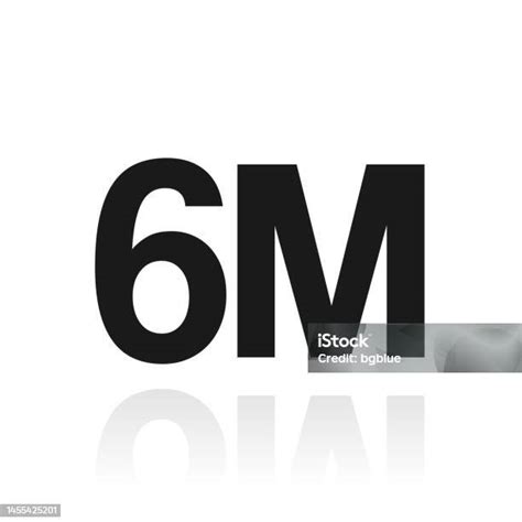 6m Six Million Icon With Reflection On White Background Stock