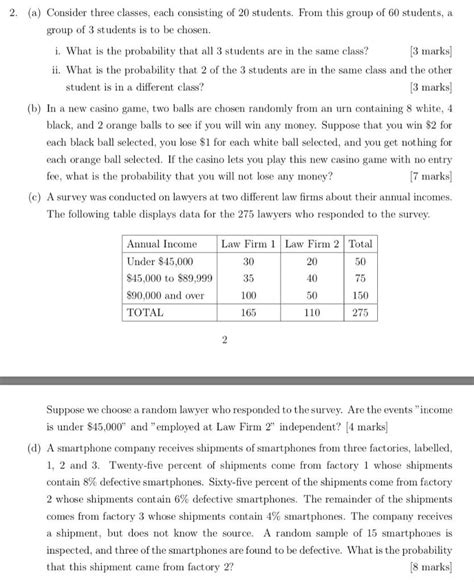 Solved 2 A Consider Three Classes Each Consisting Of 20