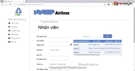 Code đồ án Quản Lý Vé Máy Bay Aspnet C Linq