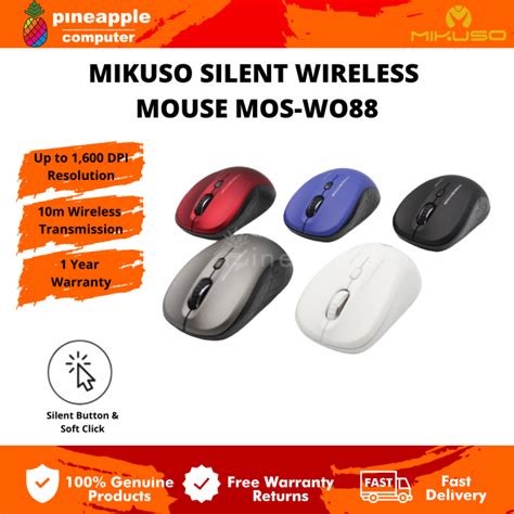 Mikuso Silent Wireless Mouse Mos Wo88 Mice Plug And Play Wide