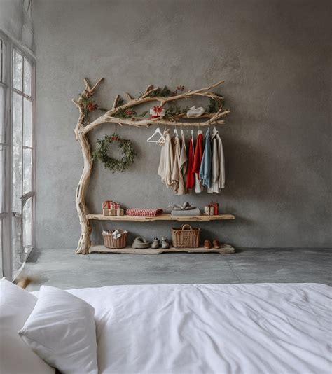 Wall Mounted Driftwood Coat Rack Tree Branch Rack With Shelf And Shoe