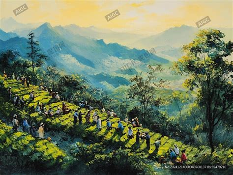Ai创作图采茶装饰画 茶园油画 凤凰采茶装饰画 采茶绘画 采茶画 茶园装饰画 茶山采茶的画 大画幅茶园 茶园风景装饰画 采茶画面 茶园风景画 茶园效果图 山水画茶树茶杯茶园 茶园手绘 采茶节