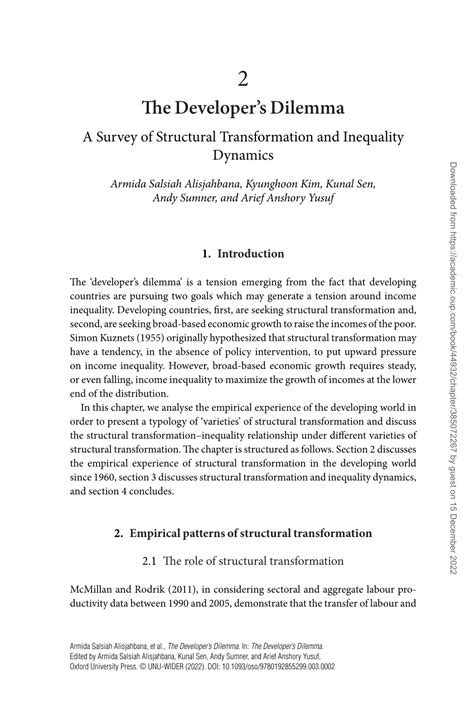 Pdf The Developers Dilemma A Survey Of Structural Transformation And Inequality Dynamics