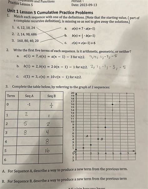 [answered] 2 Unit 1 Lesson 5 Cumulative Practice Problems 1 Match Each