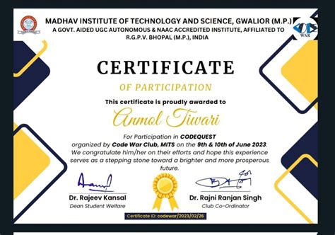 Anmol Tiwari On Linkedin ⚡ Codequest ⚡ Organised By Code War Club Mits