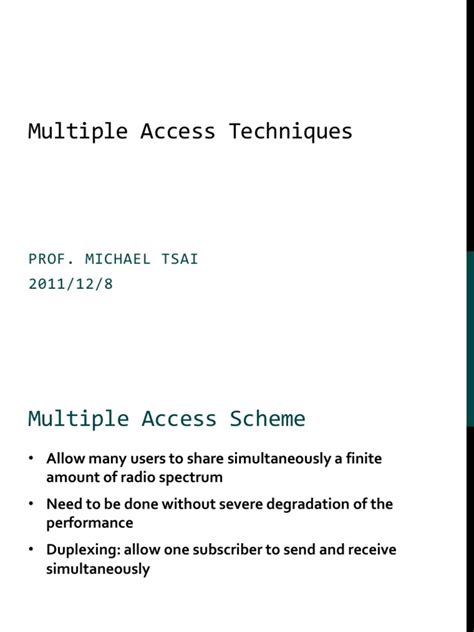 Multiple Access Techniques Pdf Duplex Telecommunications