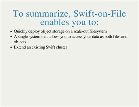 Deploying Swift On A Scale Out File System Ppt