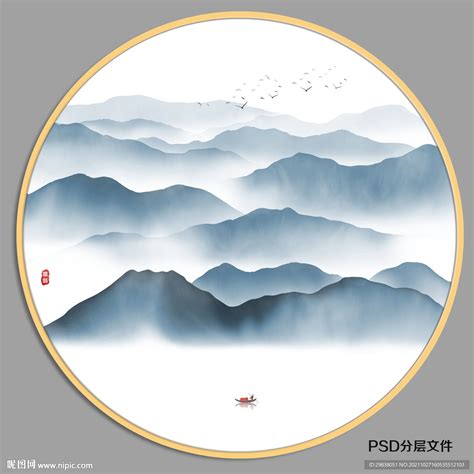 禅意水墨画设计图 其他 广告设计 设计图库 昵图网