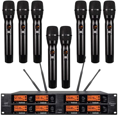 Wireless Microphone System 8 Channel Microphones Frequency B UHF Pro Audio 8 Handheld Whole