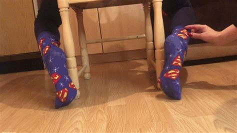 Tickling Tied Up Feet With Superman Socks Mp4 Hd Dollhouse Studio