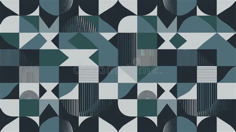 Geometric Seamless Pattern With Interlocking Shapes And Lines In A