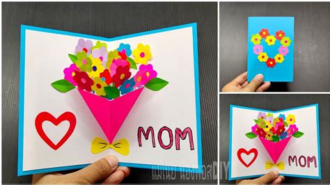 Diy Pop Up Card Mothers Day ทำการ์ดป๊อปอัพวันแม่แบบง่ายๆ แม่เนย น้องพอสdiy Youtube