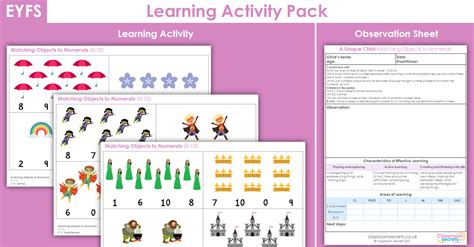 Eyfs Matching Objects To Numerals 0 10 Learning Activity Classroom Secrets Classroom Secrets