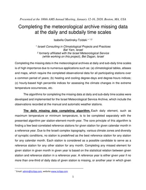 Pdf Completing The Meteorological Archive Missing Data At The Daily