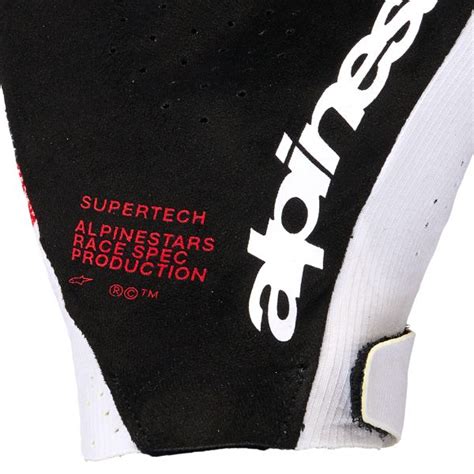 Gants Cross Alpinestars Supertech Mx Gloves White Black Fire Red En