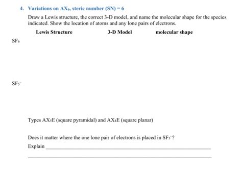 Solved Variations On Ax6 Steric Number Sn 6 Draw A Lewis