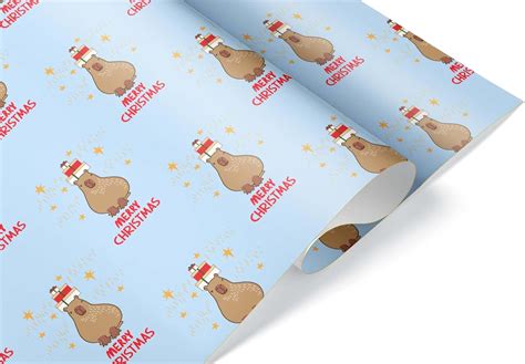 Cute Capybara Xmas T Wrap Premium Thick Wrapping Paper