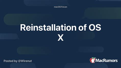 Reinstallation Of Os X Macrumors Forums