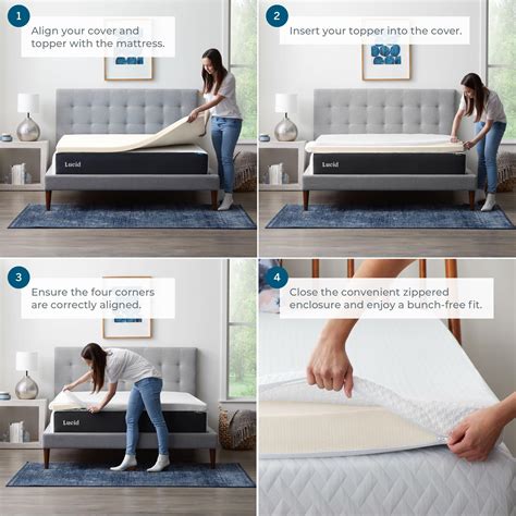 Lucid 4 Inch Ventilated Memory Foam Mattress Topper