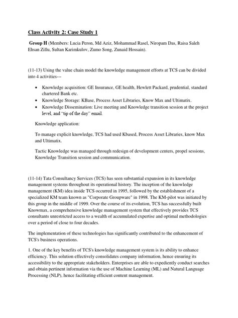 Class Activity Case Study 1 Pdf Collaboration Knowledge Management