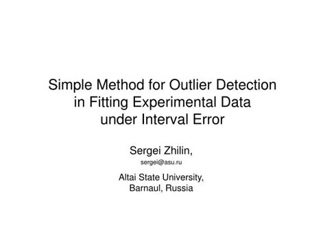 Ppt Simple Method For Outlier Detection In Fitting Experimental Data