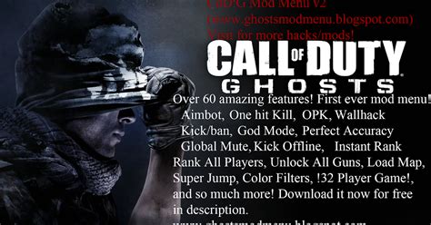 Cod Ghosts Mod Menus First Ever Cod Ghosts Mod Menu For 360 One