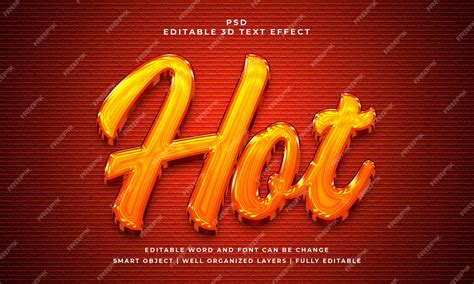 Premium Psd Hot 3d Editable Psd Text Effect Design With Background
