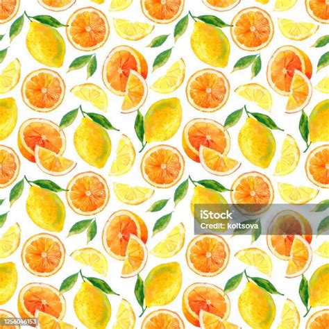 원활한 수채화 감귤류 패턴 흰색 배경에 밝은 여름 과일 매끄러운 레몬과 오렌지 포장지 직물 직물 벽지 등을위한 수채화 그림 레몬에 대한 스톡 벡터 아트 및 기타 이미지