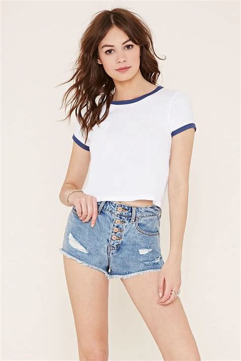 High Waisted Denim Cutoffs Womens Casual Outfits High Waist Fashion