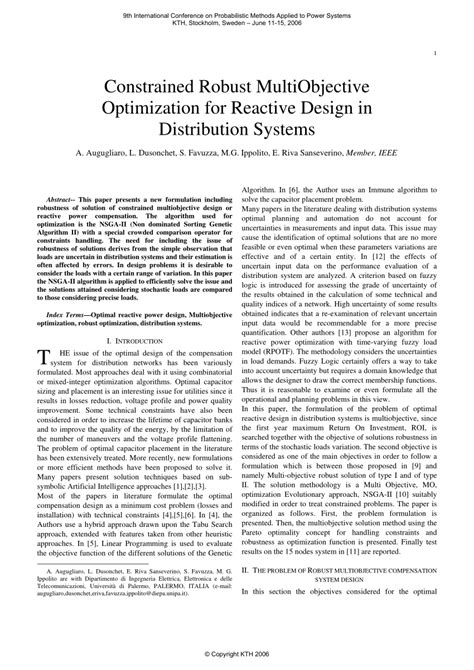 Pdf Constrained Robust Multiobjective Optimization For Reactive