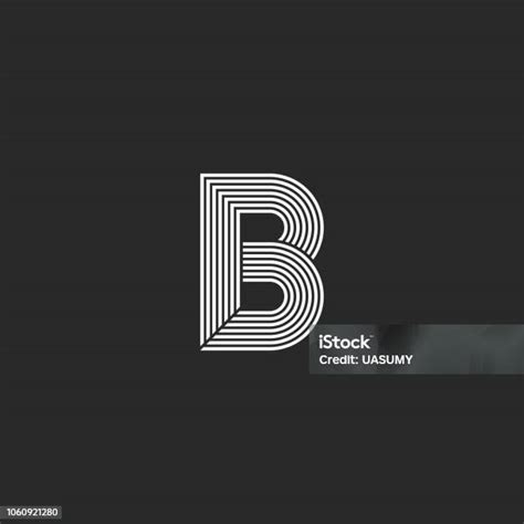 대문자 B 로고 모노 그램 이랑 창의적인 모양 백색과 검정 병렬 상징 최소한의 스타일 Initialal 라인 템플릿 알파벳 B에 대한 스톡 벡터 아트 및 기타 이미지