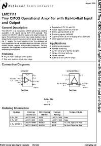 LMC Datasheet LMC Tiny CMOS Operational Amplifier With Rail To Rail