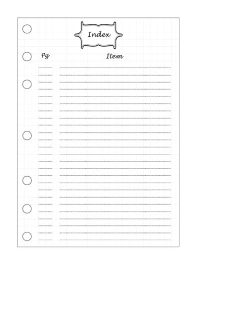 Bullet Journal Index Page Printable Printable Bullet Journal