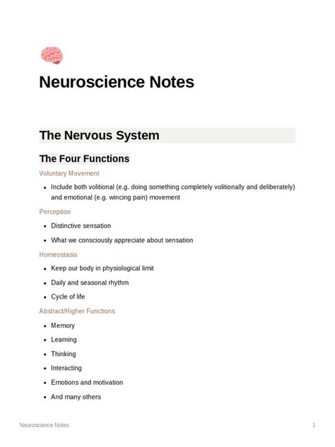 Neuroscience Notes Pdf Neuron Brain