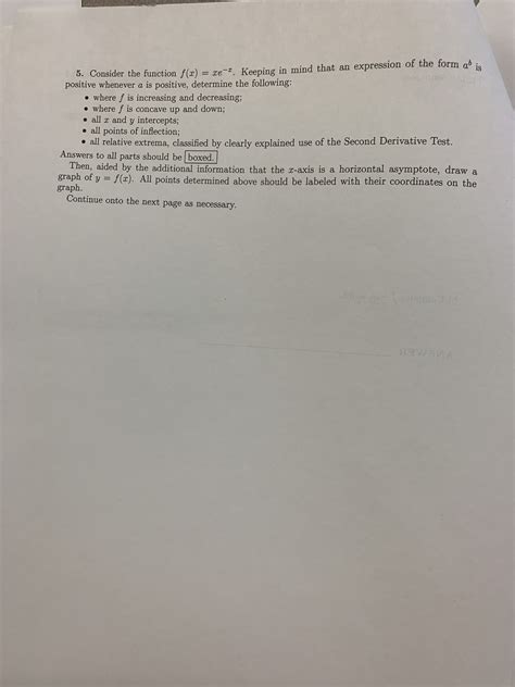 Solved Consider The Function F X X E X Chegg Com