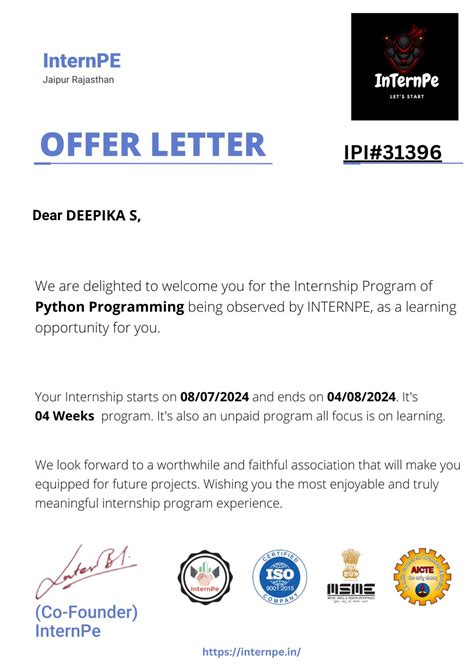 deepika s on linkedin python internship programming learning