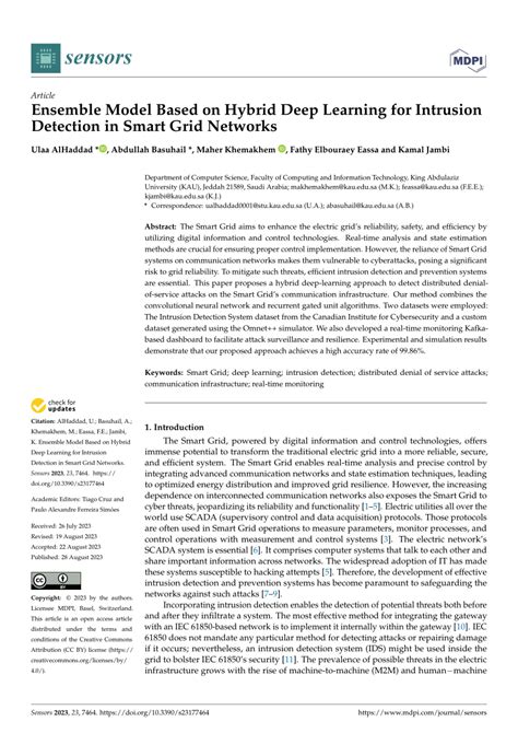 Pdf Ensemble Model Based On Hybrid Deep Learning For Intrusion Detection In Smart Grid Networks
